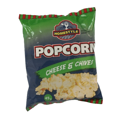 Homestyle Popcorn, Cheese & Chives, 45g – Harvesty